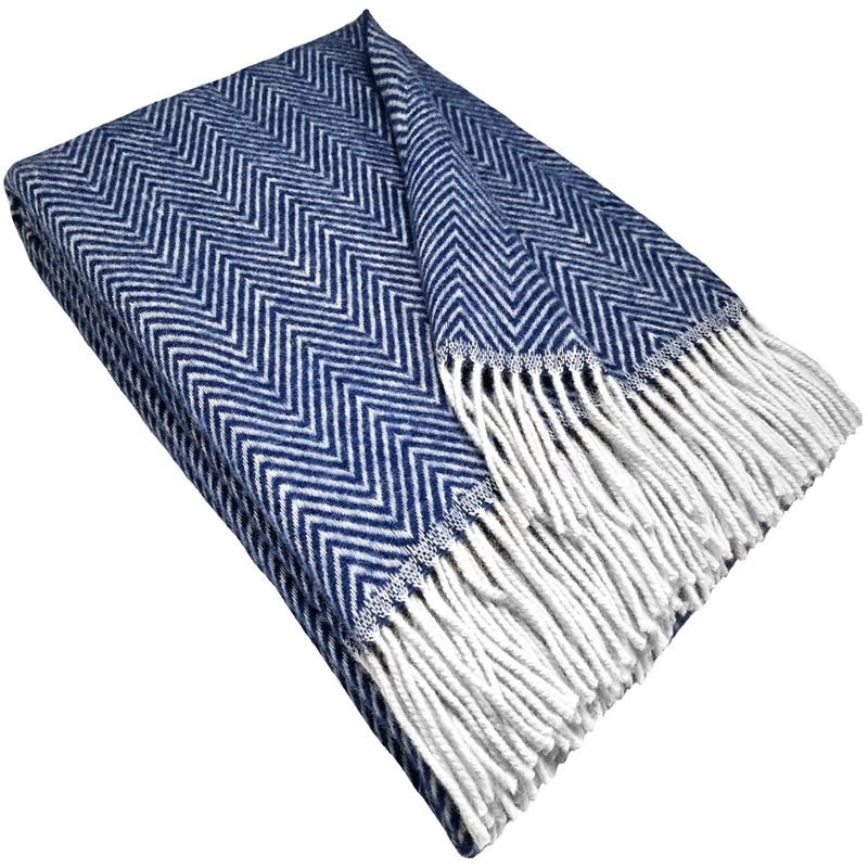 Uldplaid i 100% uld (140x200 cm) Blå Sildeben - Plaider uld - Sleep2Care