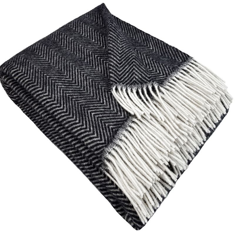 Uldplaid i 100% uld (140x200 cm) Mørkegrå Sildeben - Plaider uld ...